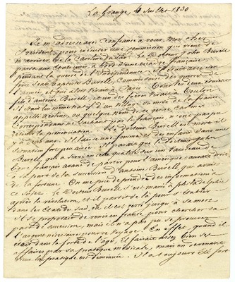 "Marquis de Lafayette letter in French regarding a John Burell. France ...